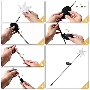 Glintoper 4 Pack Solar Christmas Snowflakes Figurine Lights, Outdoor Solar Powered Snowflake Decorative Lights with Garden Stakes, Warm White LED Xmas Lighting Yard Stake for Path Lawn Patio Decor