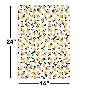 GMIcréatifs 4 Pack, 100% White Cotton Kitchen Hand Towel, Tea Towels, Dish Towels, Bar Towels, 2 Citrus Lemons Prints and 2 Citrus Oranges Prints, 24”x 16" Inches