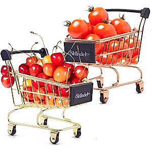 Shindel Mini Brands Shopping Cart Toy, 2PCS Shopping Day Grocery Cart Mini Supermarket Handcart Toy Shopping Carts