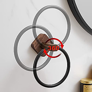 AODORAN Hand Towel Holder Towel Rack - Adhesive Towel Ring Wall Mount Wooden Aluminum Hand Towel Holder Bathroom Accessories Towel Rack for Bathroom Kitchen