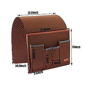 Geeice Sofa Armchair Caddy, Remote Control Holder 5 Pockets Organizer for Recliner Couch, Armrest Side Pocket Storage for Magazine Tablet and Phone, Brown