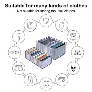 Arrozon 2 Pcs Wardrobe Clothes Organizer 7 Grids,Closet Organizers and Storage Baskets,Clothes Organizer For Folded Clothes,Storage Box For Jeans, Pant, Sweaters, t-Shirt, Underwear