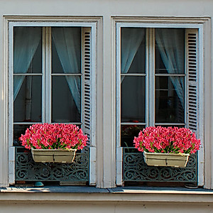 GREBOU 10 Bundles Artificial Daffodils Flowers Faux Plastic Lotus Shrubs UV Resistant No Fade Faux Greenery for Bridal Bouquet Home Garden Hanging Planter Porch Patio Office Wedding Decoration(Red)