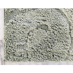 Unique Loom Floral Shag Collection Area Rug-Carved, 4 ft x 6 ft, Green