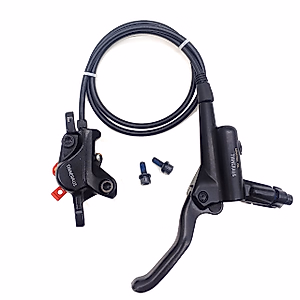 Mountain Bike Hydraulic Brake and Lever - Left Front 850mm Adapter Aluminum Alloy Hydraulic Bike Brakes, Post Mount, Resin Pads, Black