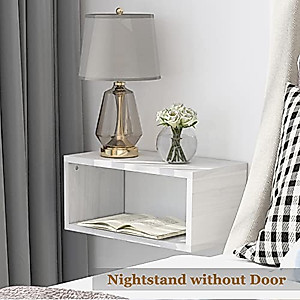 Adowes Floating Nightstand Shelves Wall Mounted, Small Furniture with Removable Door, Farmhouse Wood Wall Shelves for Storage and Display for Bedroom Living Room Vintage White