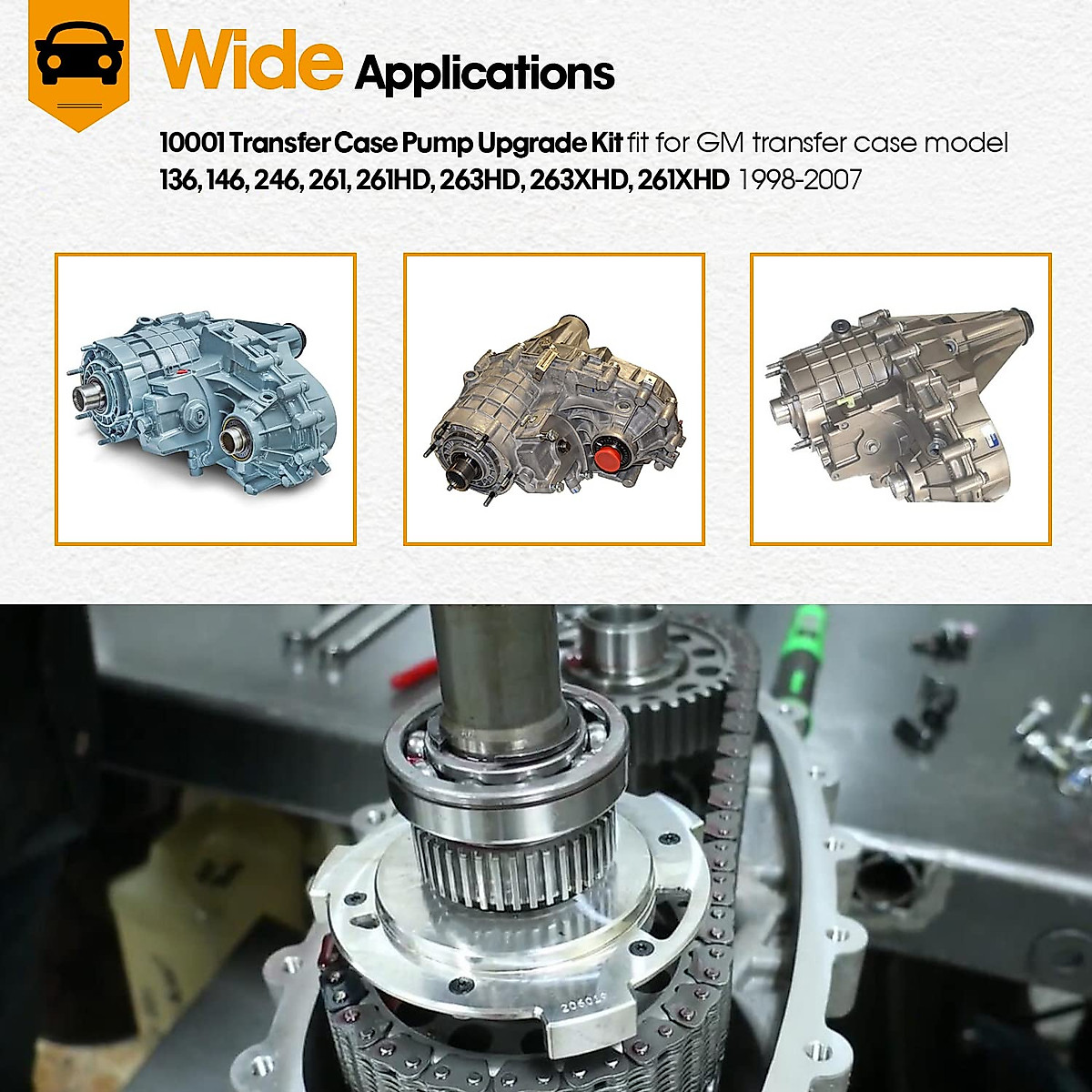 10001 Transfer Case Pump Upgrade Kit Fits for GM Transfer Case Models 136,146, 246, 261, 261HD, 263HD, 263XHD, 261XHD 1998-2007