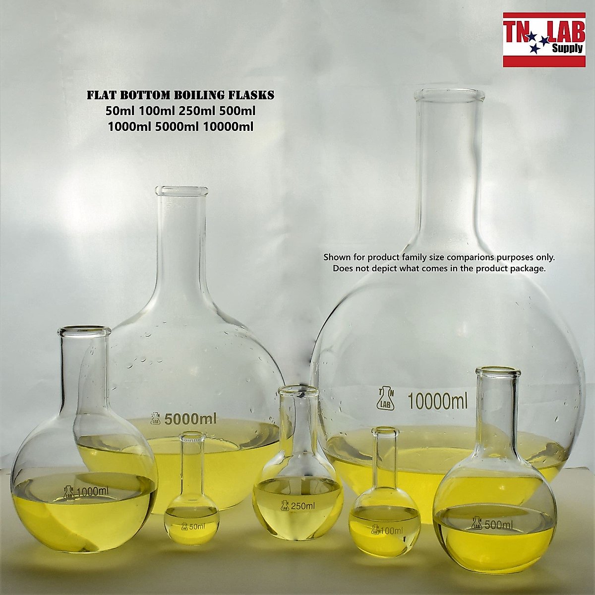 TN LAB Flat Bottom Boiling Flask 3000ml 3L