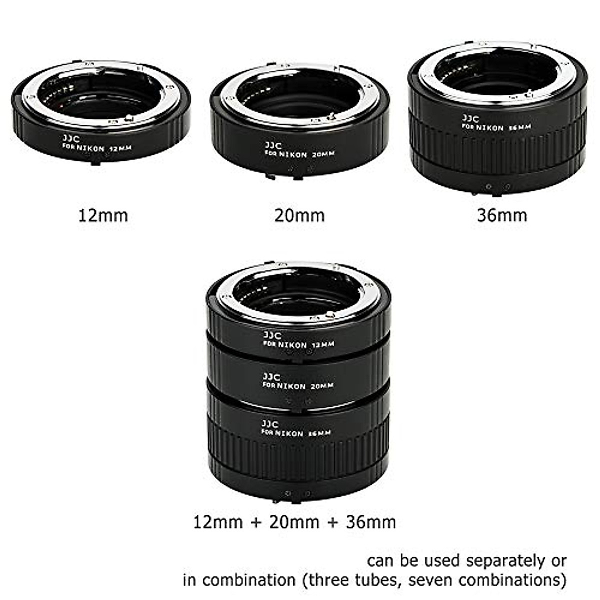 JJC F Mount Auto Focus Macro Extension Tube Set for Nikon D850 D750 D780 D3500 D3400 D7500 D7200 D7100 D7000 D5600 D5500 D5300 D5200 D5100 D5000 D3300 D3200 D3100 D800 D810 D700 D610 D600 D500 & More
