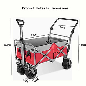 ASUMUI Outdoor Collapsible Wagon Portable Beach Cart,Adjustable Rolling Carts with Big Wheels/Two Chairs/Desktop,for Beach, Shopping (White)