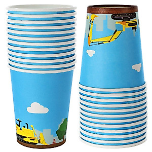 Construction Birthday Party Supplies Set 97 Pieces For Kids- Serves 24 Guest-Digger Truck Bulldozer Party Tableware Kit - Including Dump Truck Plates, Cups, Napkins