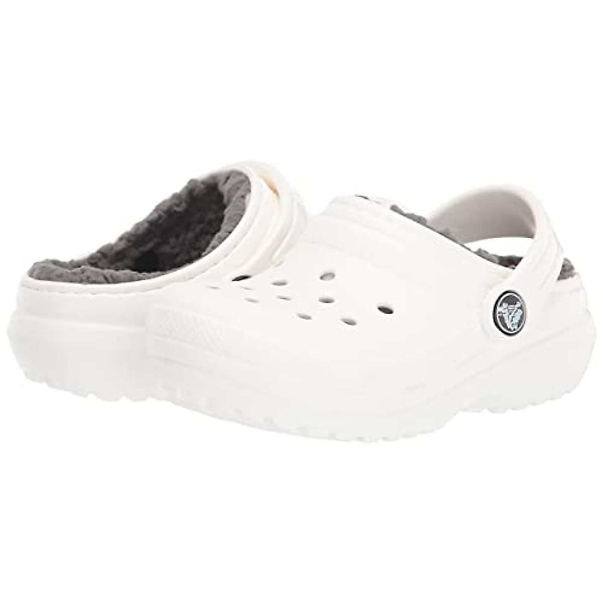 Crocs Kids' Classic Lined Clog | Slippers, White, 11 Little Kid
