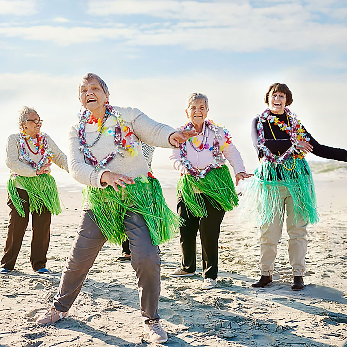 20 Pcs Hawaiian Candy Lei Making Kit Hawaiian Leis for Graduation Party Graduation Lei Bags 3.93 Feet Candy Lei with 3 Rolls Ribbon for Gift Wrapping for Summer Wedding Party Supplies