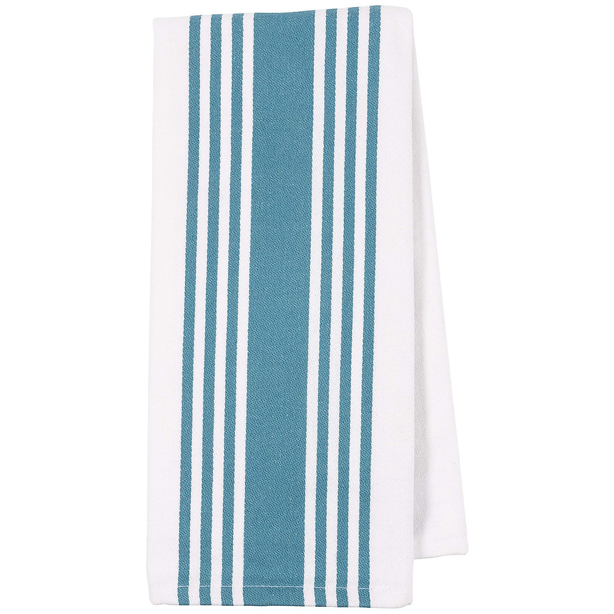 KAF Home Set of 4 Centerband and Waffle Flat Kitchen Towels | 18 x 28 Inch Absorbent, Durable, Soft, and Beautiful Kitchen Towels | Perfect for Messes and Drying Dishes - Teal