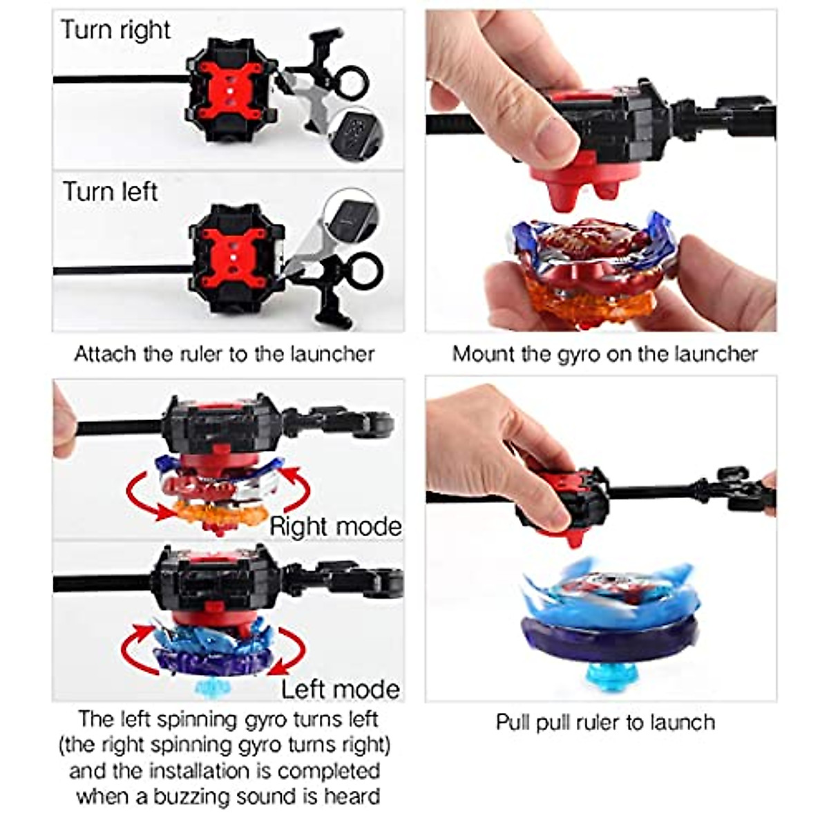 JIMI Bey Battling Top Burst Gyro Toy Set Combat Battling Game 10 Spinning Tops 3 Launchers with Portable Storage Box Gift for Kids Children Boys Ages 6+