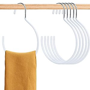 Aemygo Scarf Ring Hangers, 15 Pcs Non-Slip Belt Rack Tie Hanging Hooks Closet Accessories Scarf Organizer Storage Holders for Ties Scarves Belts Tank Tops Pashminas (White)