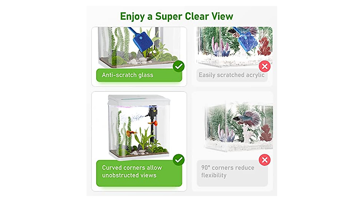 PONDON 8 Gallon Fish Tank Starter Kit with LED & Filter