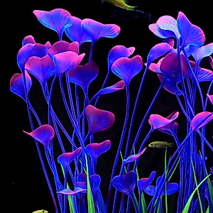 KHGYY Plastic Plants for Aquarium,Tall Artificial Plants for Fish Tank Decor 15.6 Inch (2 Pcs) (Purple)