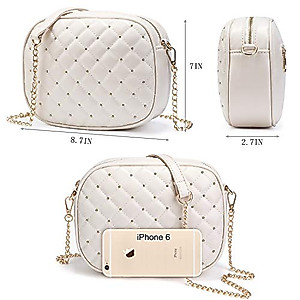 Newshows Women Medium Quilted Crossbody Purse with Metal Chain Strap Heart Zipper, Gift Idea, PU Leather