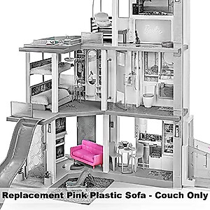 Ele Toys Part for Barbie Dreamhouse Playset GRG93 - Ele Toys Doll Size Pink Plastic Sofa - Couch