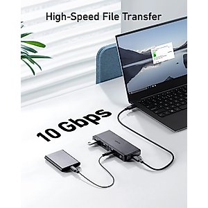 Anker USB C Hub, 556 USB-C Hub (USB4, 8-in-1) with 1.6ft USB4 Cable, 10 Gbps USB-C and USB-A Data Ports, 8K HDMI and DisplayPort New Nylon USB C to USB C Cable 100W 10ft, USB 2.0 Type C Chargi