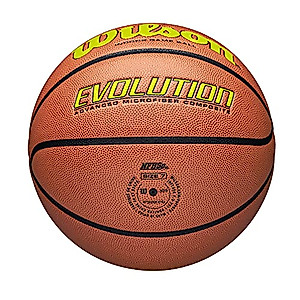 WILSON Evolution Game Basketball, Yellow, Intermediate Size - 28.5"