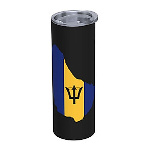 LIICHEES Barbados Terrain Map Stainless Steel Vacuum Insulated Tumbler 20oz Coffee Cups Travel Mug Water Cup with Metal Straw Cleaning Brush