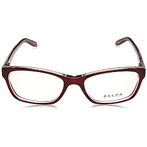 Ralph by Ralph Lauren Women's RA7039 Square Prescription Eyewear Frames, Shiny Transparent Red/Demo Lens, 53 mm