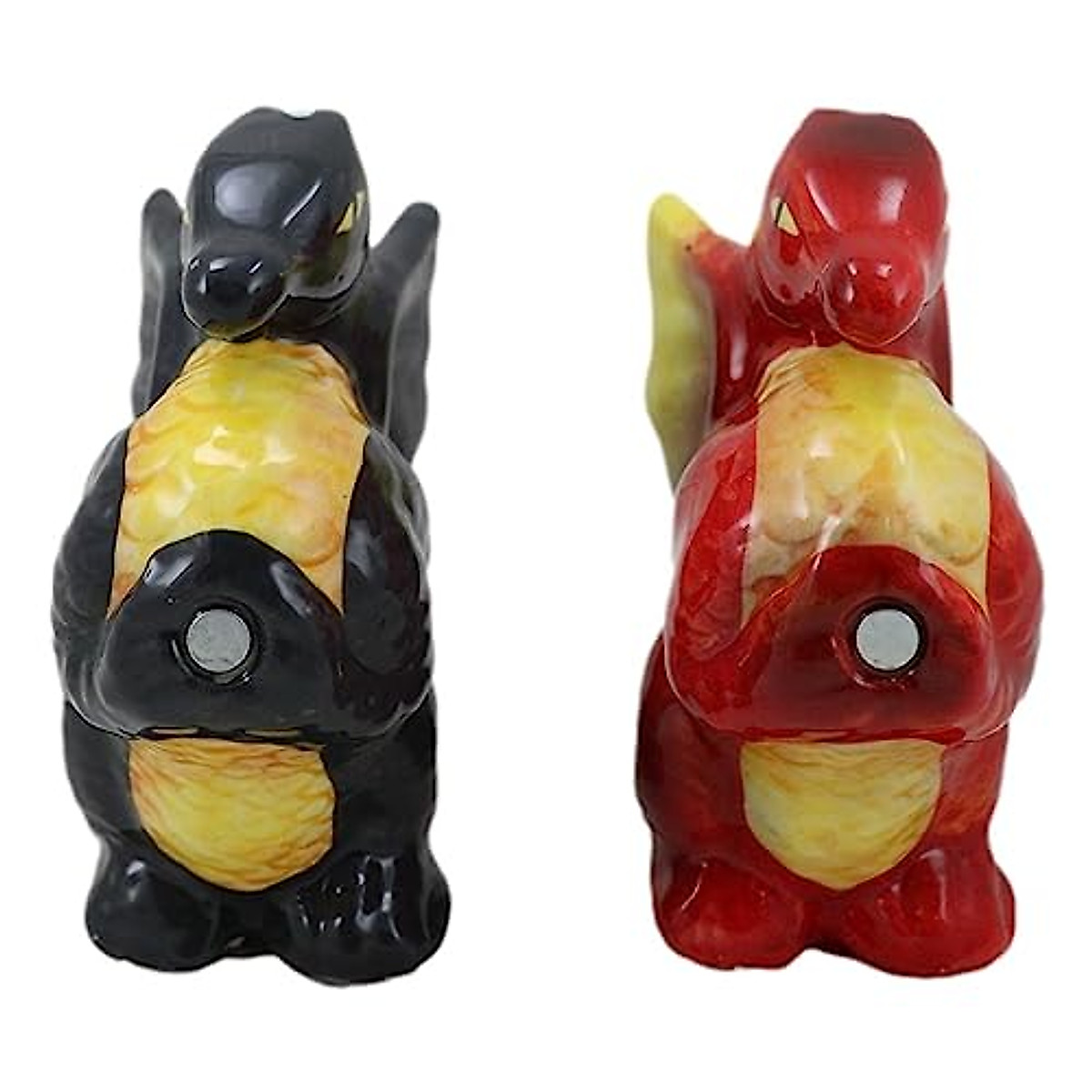 Ebros Gift Red Fire And Black Smoke Dueling Dragons Couple Ceramic Salt Pepper Shakers Set Figurines As Fantasy Mythical Magic Dungeons And Dragon Gothic Accent Decor