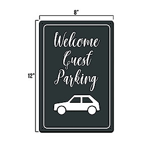 Tin Signs Parking Warning Notice | Tin Sign for Parking Space at Cabin, Lodge, Air B&B Decor | Parking Area Only Lightweight Aluminum Metal Sign 12 x 8 in. Welcome Guest Parking
