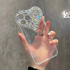 MOSEZA Compatible with iPhone 13 Pro Max case,Luxury Bling Rhinestone 3D Diamond Love Case Cute Glitter Sparkle Soft Silicone TPU Case Cover for Women Girls