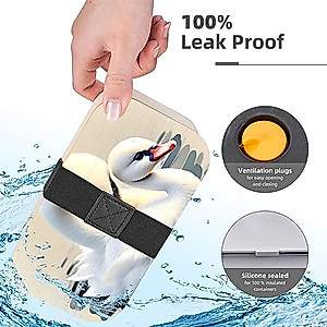Cute Little Swan Adult Lunch Box, Bento Box, With Cutlery Set Of 3, 2 Compartments, Rectangular, Lunch Box For Adults