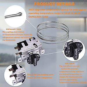 800393 Refrigerator Temperature Control Kit,Compatible with True Refrigerators Parts,Freezer Thermostat,Refrigerator Thermostat,Replace 800306,831932,461387,Fit TC,TSD,T Series,GDM,GEM,G4SM