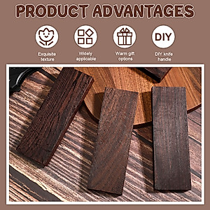 Sasylvia 4 Pcs Black Ebony Lumber Wood Timber Handle Plate Natural Wood Knife Handle Scales Knife Scales Lumber Blank for DIY Music Instruments Tools Crafts, 4.7'' x 1.6'' x 0.4''