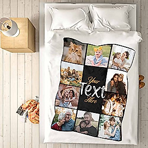 FunStudio Custom Blankets with Photos Text Personalized Picture Throw Blanket Made in USA Customized Christmas Birthday Gifts for Mom Dad Girlfriend Boyfriend Husband Wife Best Friend