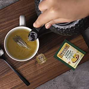 Twinings Lemon & Ginger Tea - Refreshing Ginger Root and Lemon Tea, Naturally Caffeine-Free Herbal Tea Bags Individually Wrapped, 50 Count
