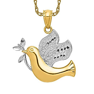 IceCarats 14K Yellow Gold Peace Dove Symbol Love Holy Spirit Bird Necklace Religious Pendant Christian Charm Only