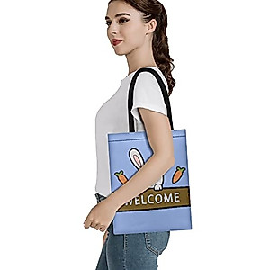 Costaric Canvas Tote Bag for Women butterfly Sunflower Print Bags for woman Beach Bag, Reusable Grocery Bags,Easter Bunny