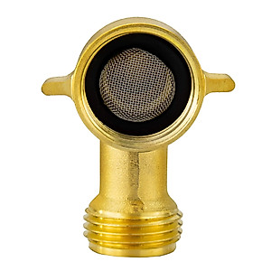 RecPro RV 90 Degree Hose Elbow with Mesh Strainer | Solid Brass Garden Hose Elbow Adapter for RV Water Hose | City Water Inlet Elbow Fitting | Prevents Hose Crimping and Strain