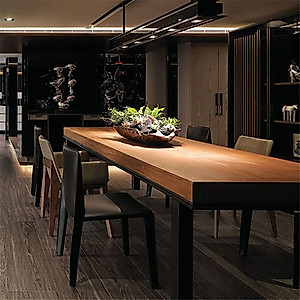 NIUYAO Solid Wood Dining Table, Industrial Wood Rectangle Dining Table Pine Tabletop Furniture with 4 Black Metal Legs Pedestal in for Dining Room Kitchen -79" L x 31.5" W x 29.5" H