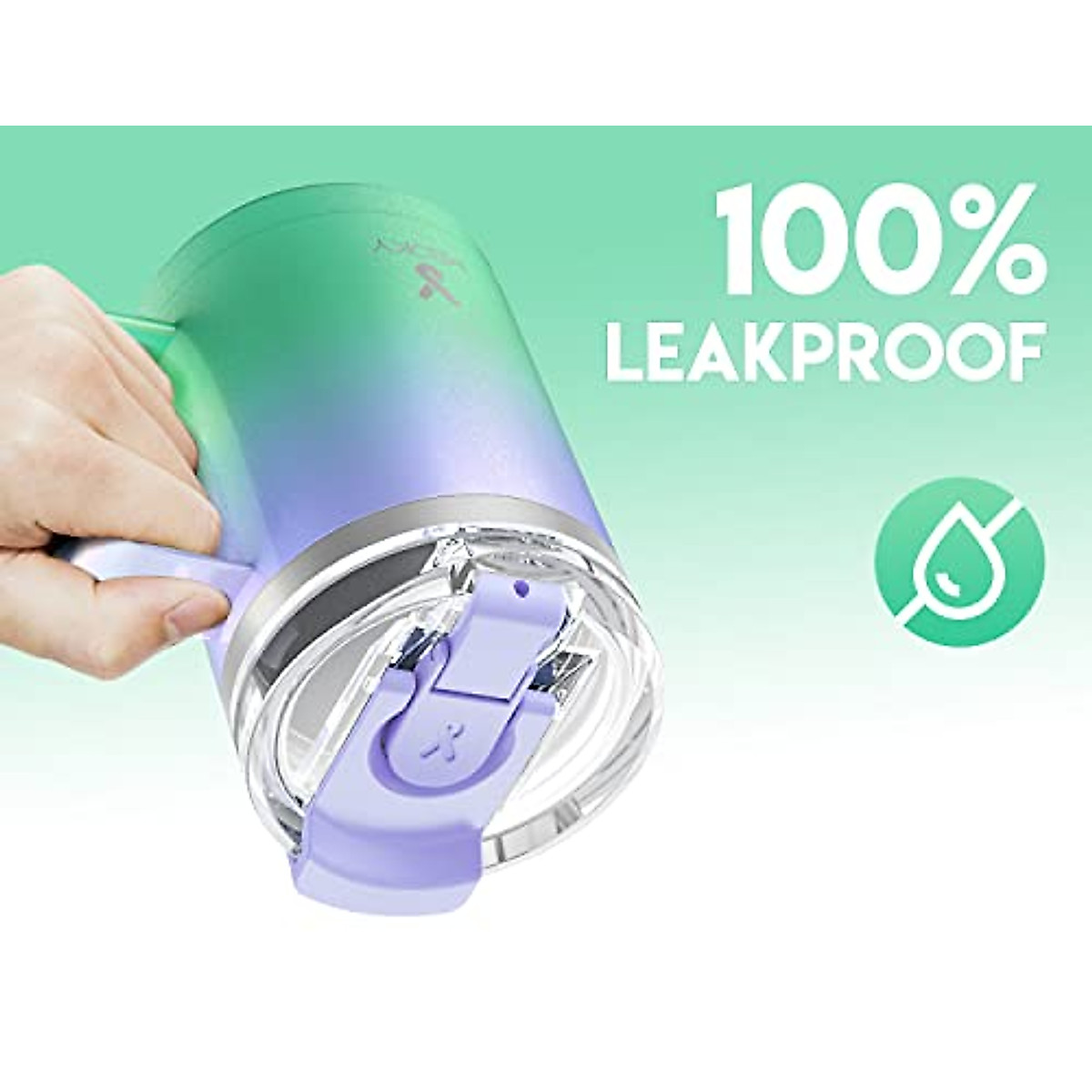 Meoky 14oz Insulated Coffee Mug with Lid and Handle, 100% Leak Proof Stainless Steel Coffee Cup with Tritan Lid, Double Wall Vacuum Coffee Tumbler with Handle (Fairyland)