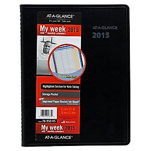 AT-A-GLANCE Weekly and Monthly Planner 2015, Includes QuickNotes, Wirebound, 8.25 x 10.88 Inch Page Size, Black (76-950-05)