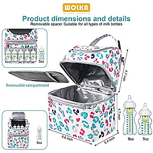Wolka Insulated Baby Bottle Bag for Daycare,Breast Pump Bag,Breastmilk Cooler bag& Lunch Bag,Multi-Function Milk Bottle Storage Bags Fit for Dr. Brown, Comotomo, Philips, Nuk, Lansinoh