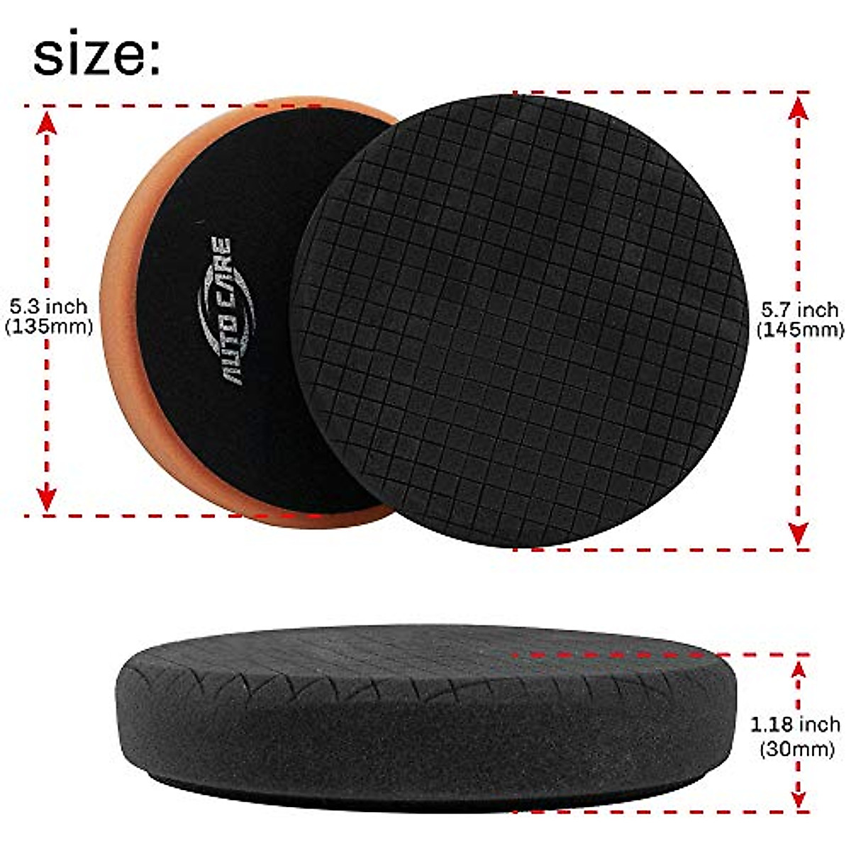 Autocare 6Pcs 5.5" Face for 5" Backing Plate Compound Buffing Sponge Pads Polishing Pads Kit Buffing Pad for Car Buffer Polisher Sanding,Polishing,Waxing