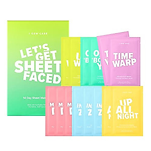 I DEW CARE Let’s Get Sheet Faced Face Sheet Mask Pack + Mini Meow Trio Peel Off Face Mask Set: Hydrating Mask, Illuminating Mask, Exfoliating Mask Bundle