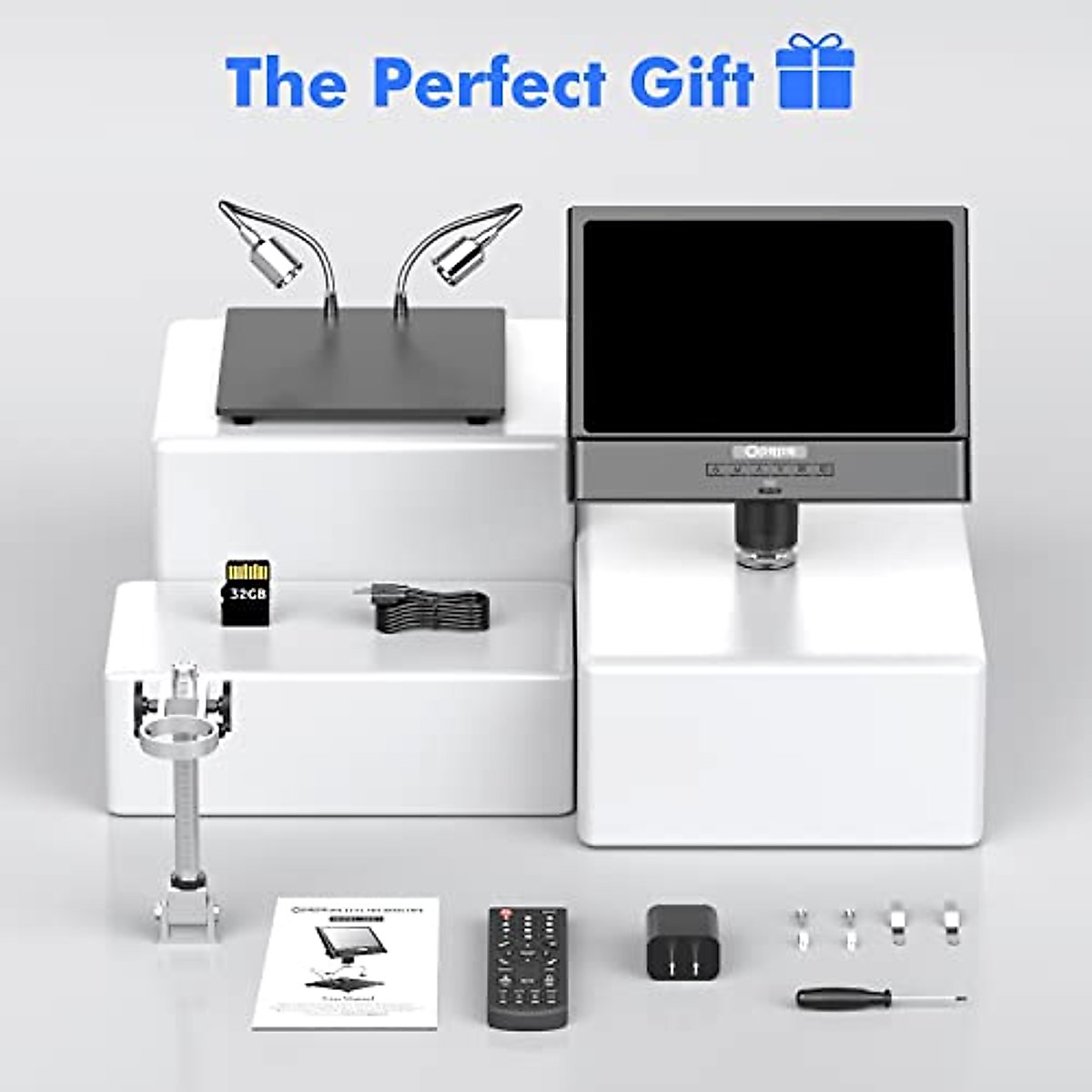 10" LCD Digital Microscope- Soldering Microscope for Electronics Repair, Opqpq USB Coin Magnifier with Light & Large Screen for Error Coins, PCB Board Watch Micro Solder Microscopes Station for Adults