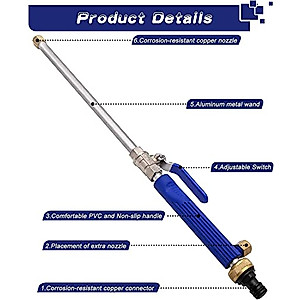 CARFKA Hydro Jet Washer High Pressure Power Washer Wand Water Hose with 2 Hose Nozzle Auto Watering Sprayer Flexible Garden Watering Sprayer for Car Wash and Window Washing 17 inch