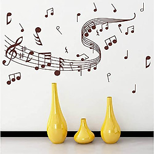 Music Wall Art, Notes Notation Sticker Decals, Home Removable Vinyl Mural Decor Gift for DIY Classroom Living Room Bedroom Kids Music Studio Decoration