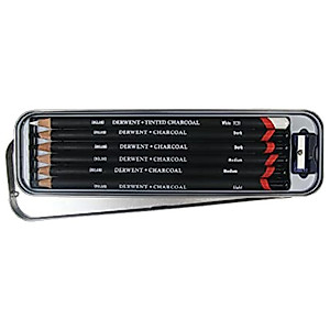 Derwent Charcoal Pencils, Metal Tin, 6 Count (0700838)