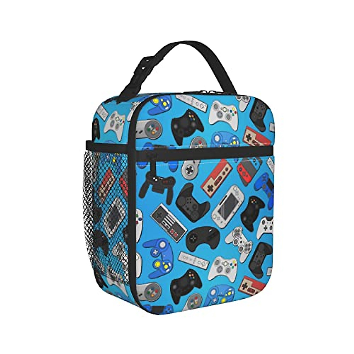 Gbuzozie Video Game Controller Background Lunch Bag Insulated Portable Reusable Gaming Theme Lunch Box With Zipper For Women Men Picnic Beach
